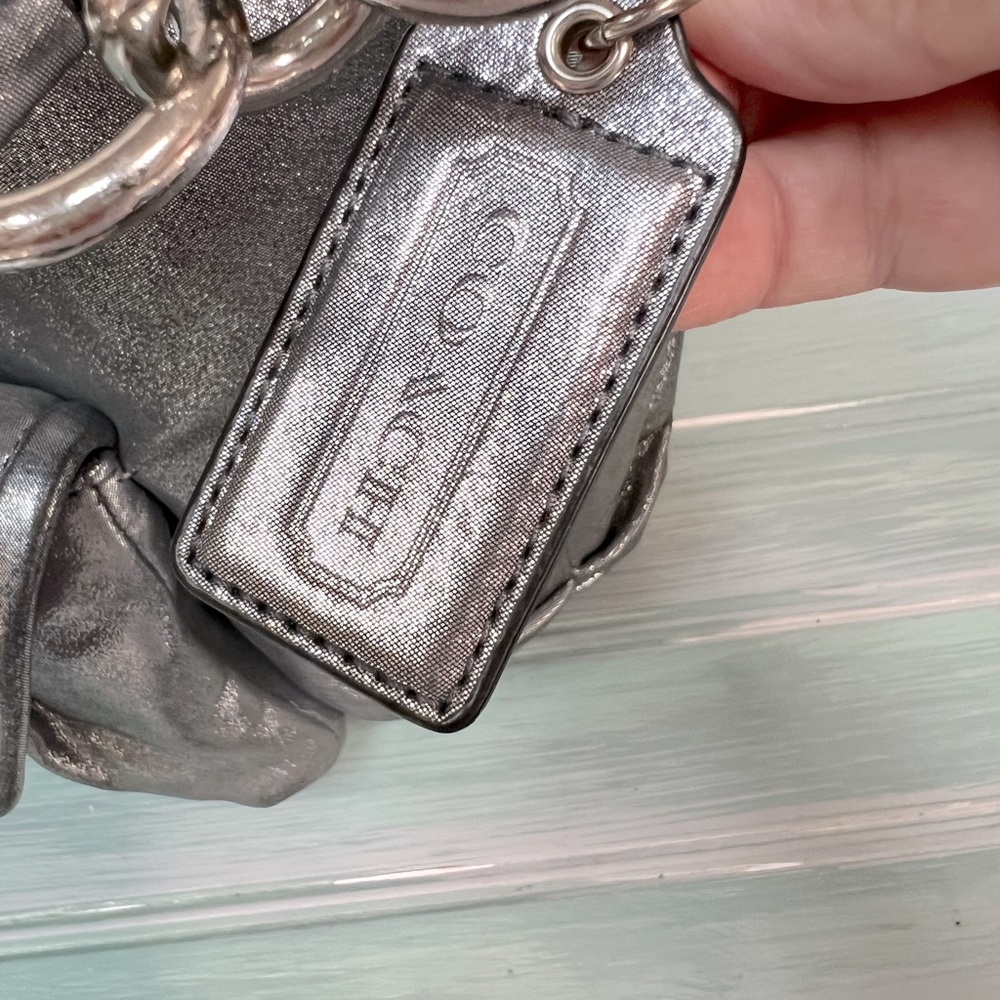 Coach Silver Metallic Poppy Crossbody Bag - Gem